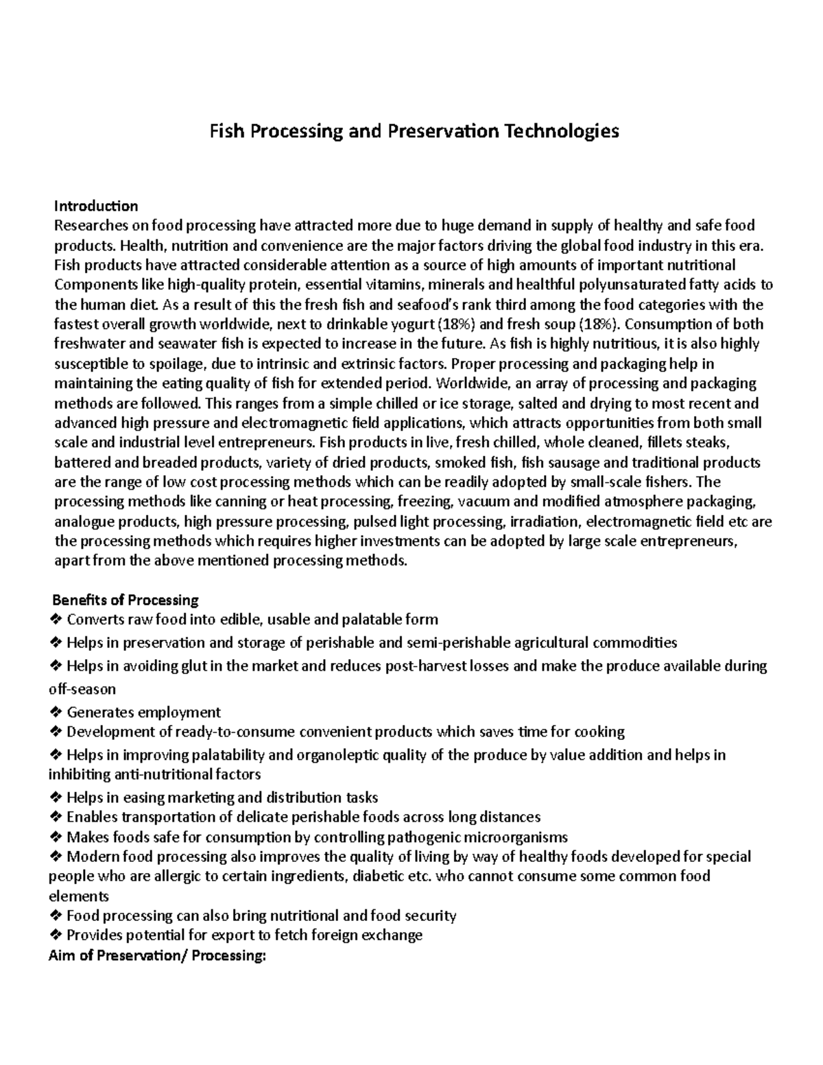 Fish Processing and Preservation Technologies - Fish Processing and ...