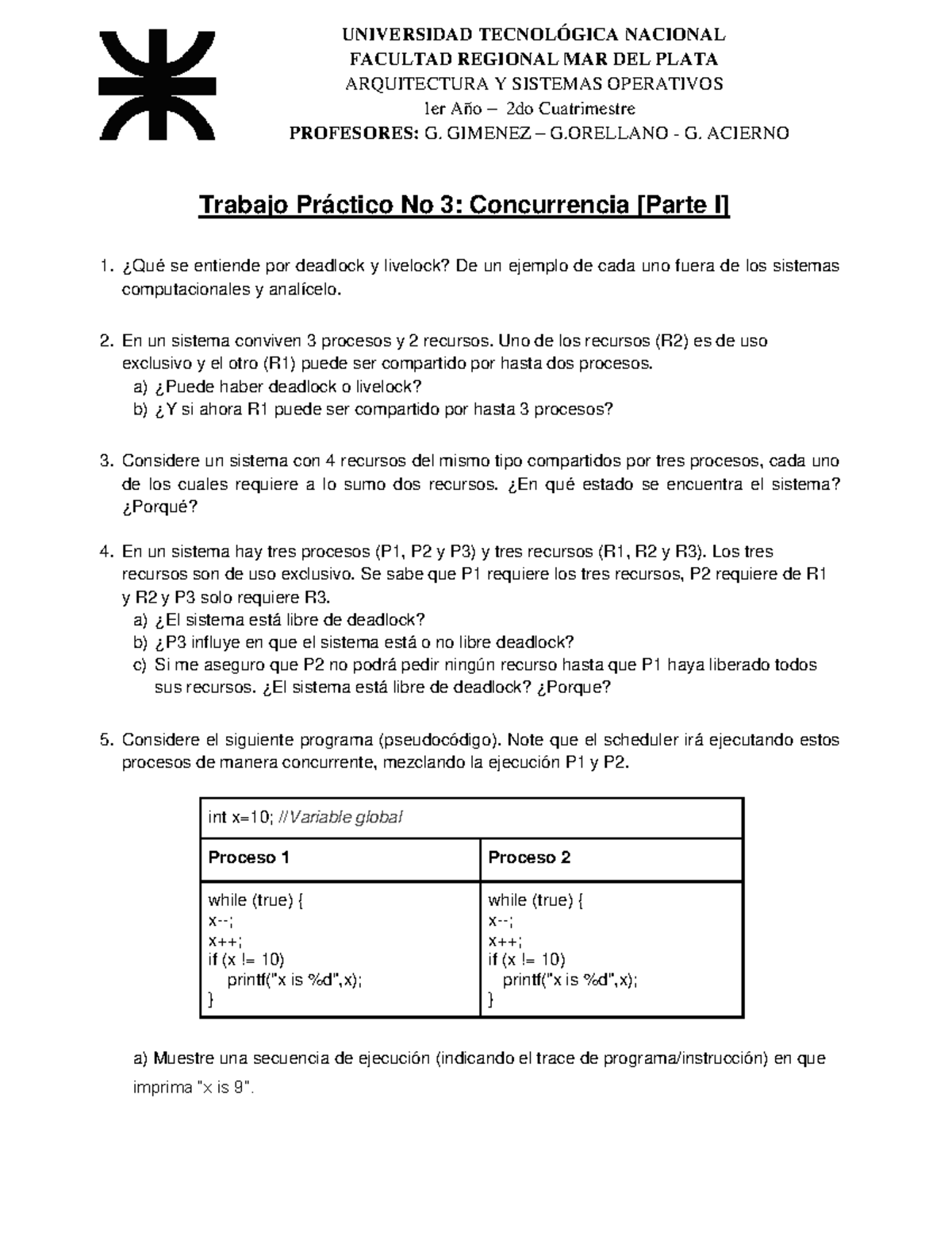 TP3 Concurrencia [Parte I] - Warning: TT: undefined function: 32 UNIVERSIDAD TECNOLÓGICA ...