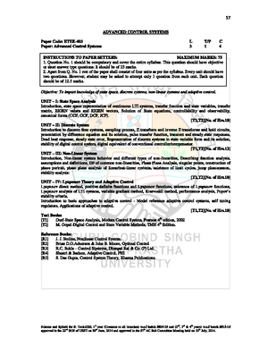 Control System Akash - Advanced Control Systems - Studocu