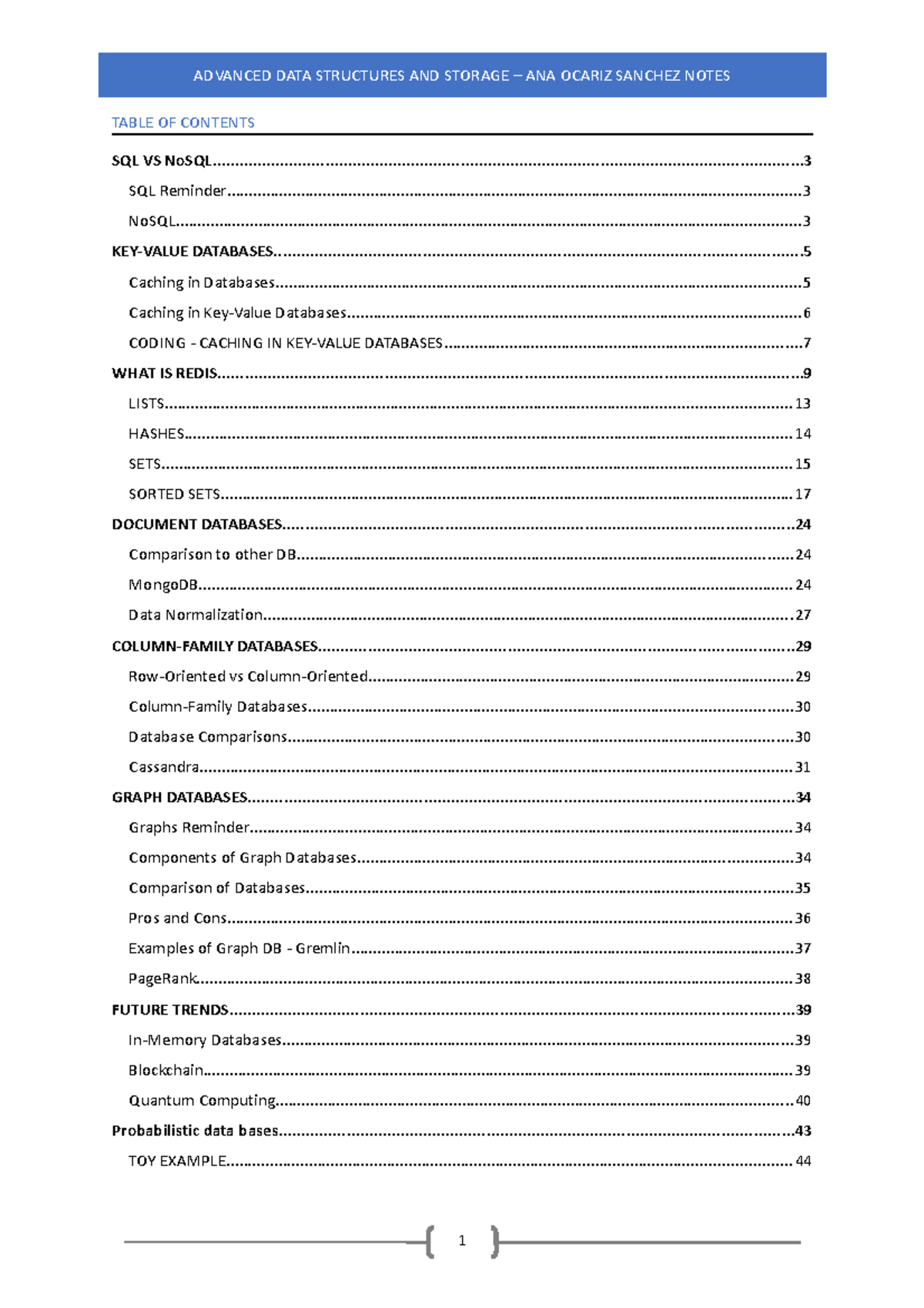 Notes After Midterm - TABLE OF CONTENTS SQL VS - Studocu