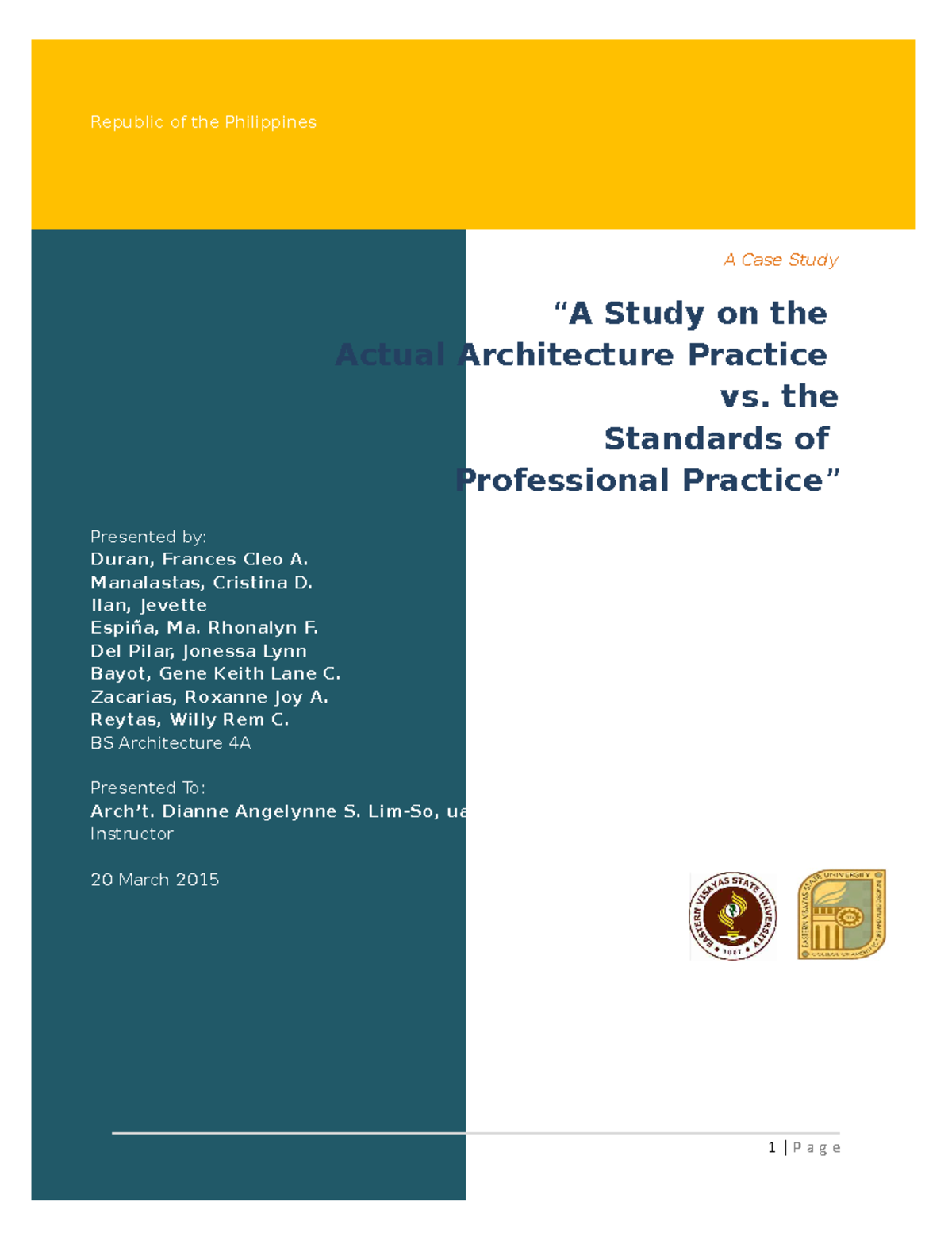Profprac - This is a documents - Republic of the Philippines A Case Study “A Study on the Actual ...
