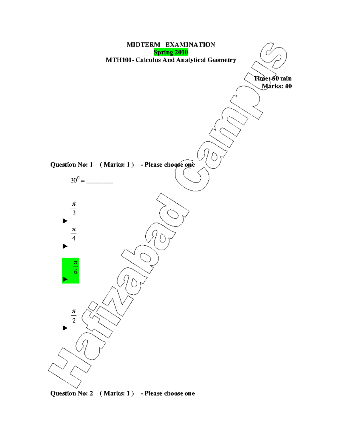 MTH101 Mid Term Past Paper BY Asfand YARR - english file - VU - Studocu