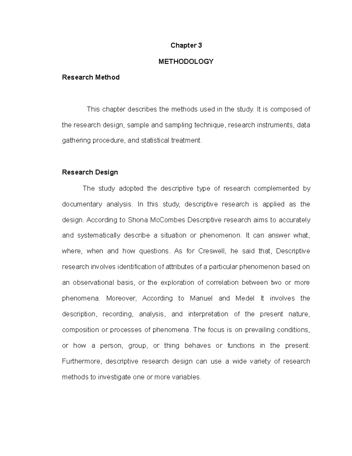 Chapter III thesis - Chapter 3 METHODOLOGY Research Method This chapter ...