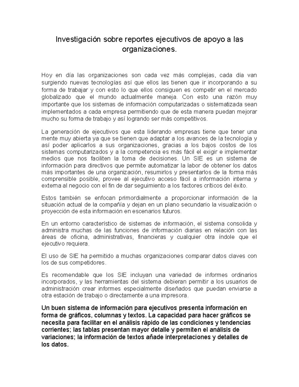Tic Evidencia - TAREA - Investigación sobre reportes ejecutivos de ...