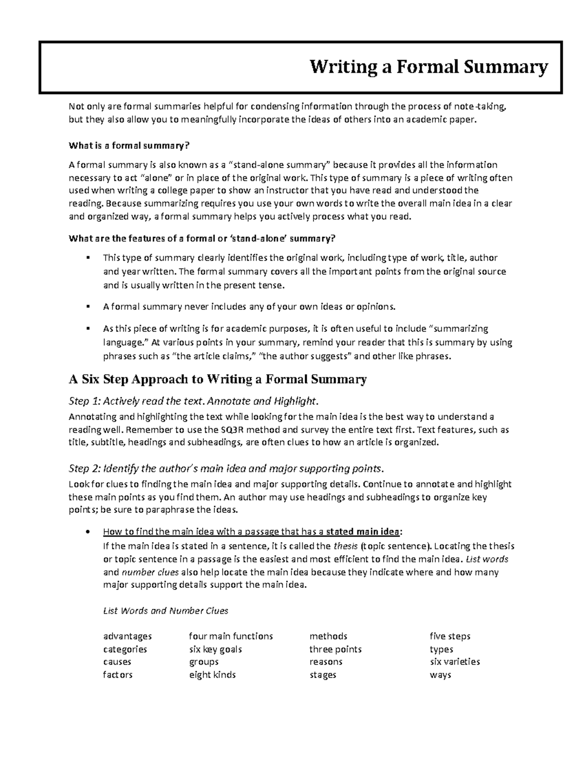 Writing a Formal Summary - Business english - UniCatt - Studocu