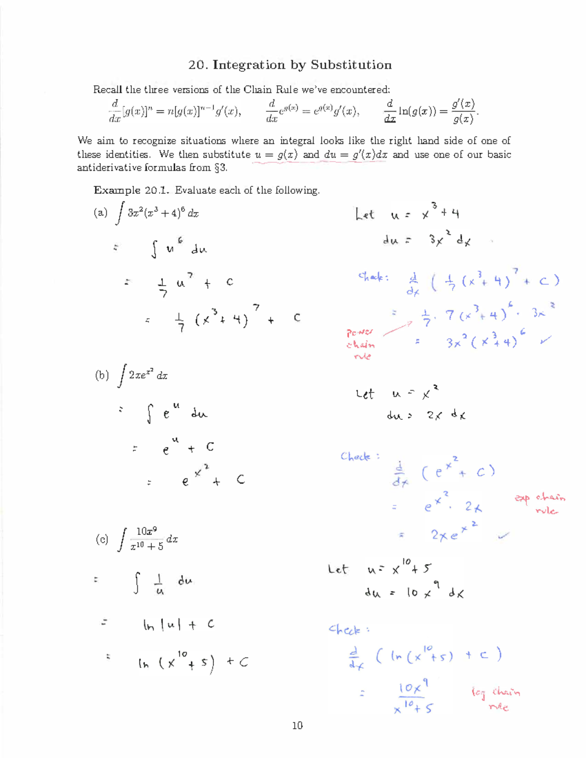 Section 20 Notes - Integration by Substitution - 20. Integration by ...