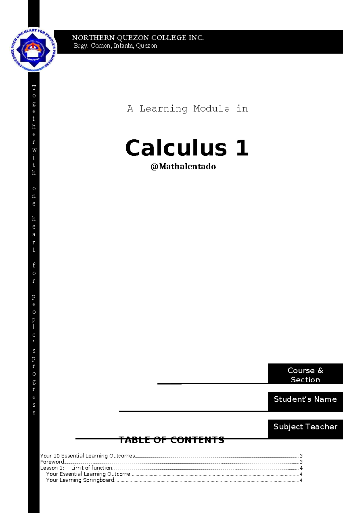 Calculus 1 (Lienol P. Borreo) Finalllll - A Learning Module in Calculus ...