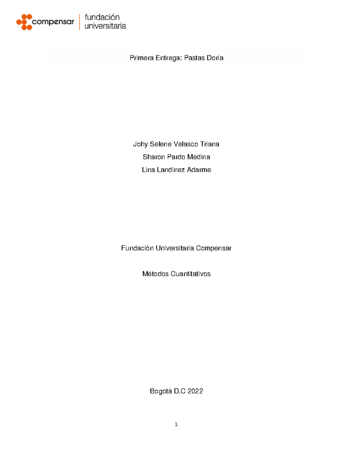 Primera Entrega - Doria - Primera Entrega: Pastas Doria Johy Selene ...