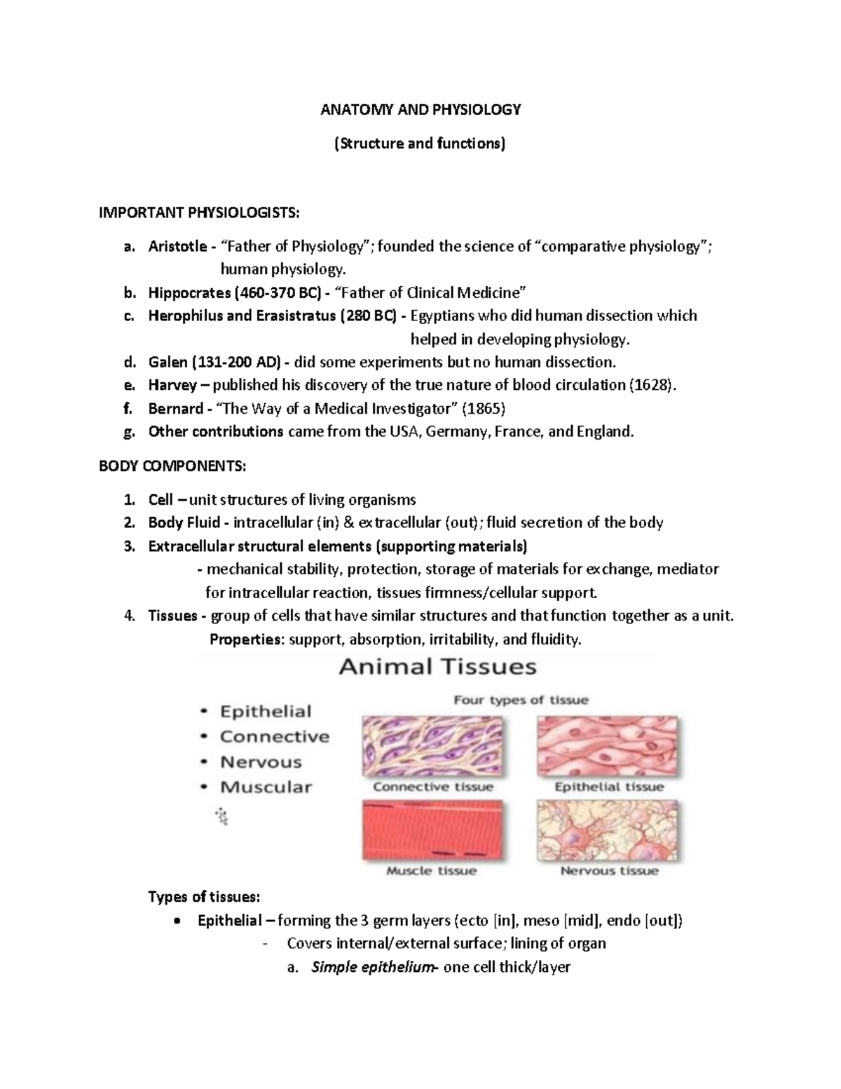Anatomy and physiology (human body systems) Notes - ANATOMY AND ...