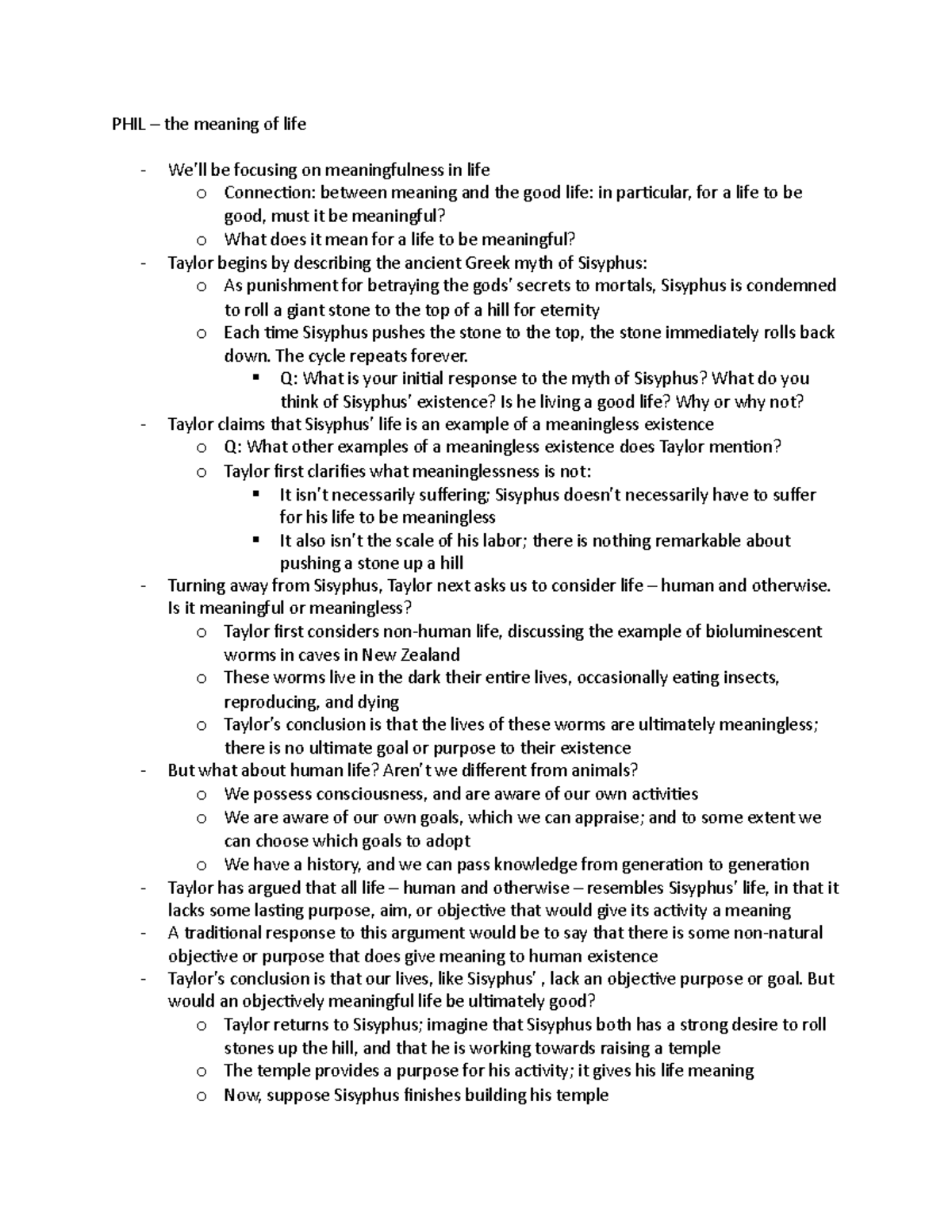 PHIL - the meaning of life - PHIL – the meaning of life We’ll be ...