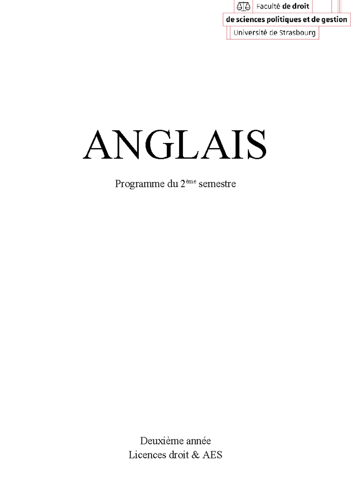 Textes - ANGLAIS Programme du 2 ####### ème semestre Deuxième année ...