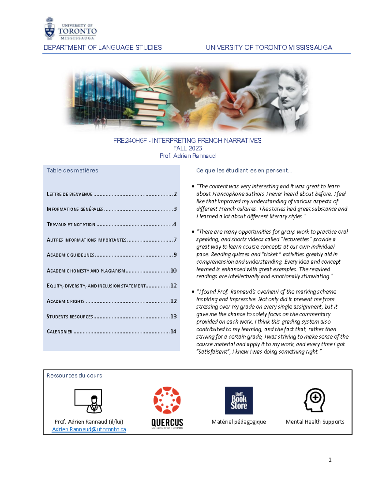 Syllabus - DEPARTMENT OF LANGUAGE STUDIES UNIVERSITY OF TORONTO ...