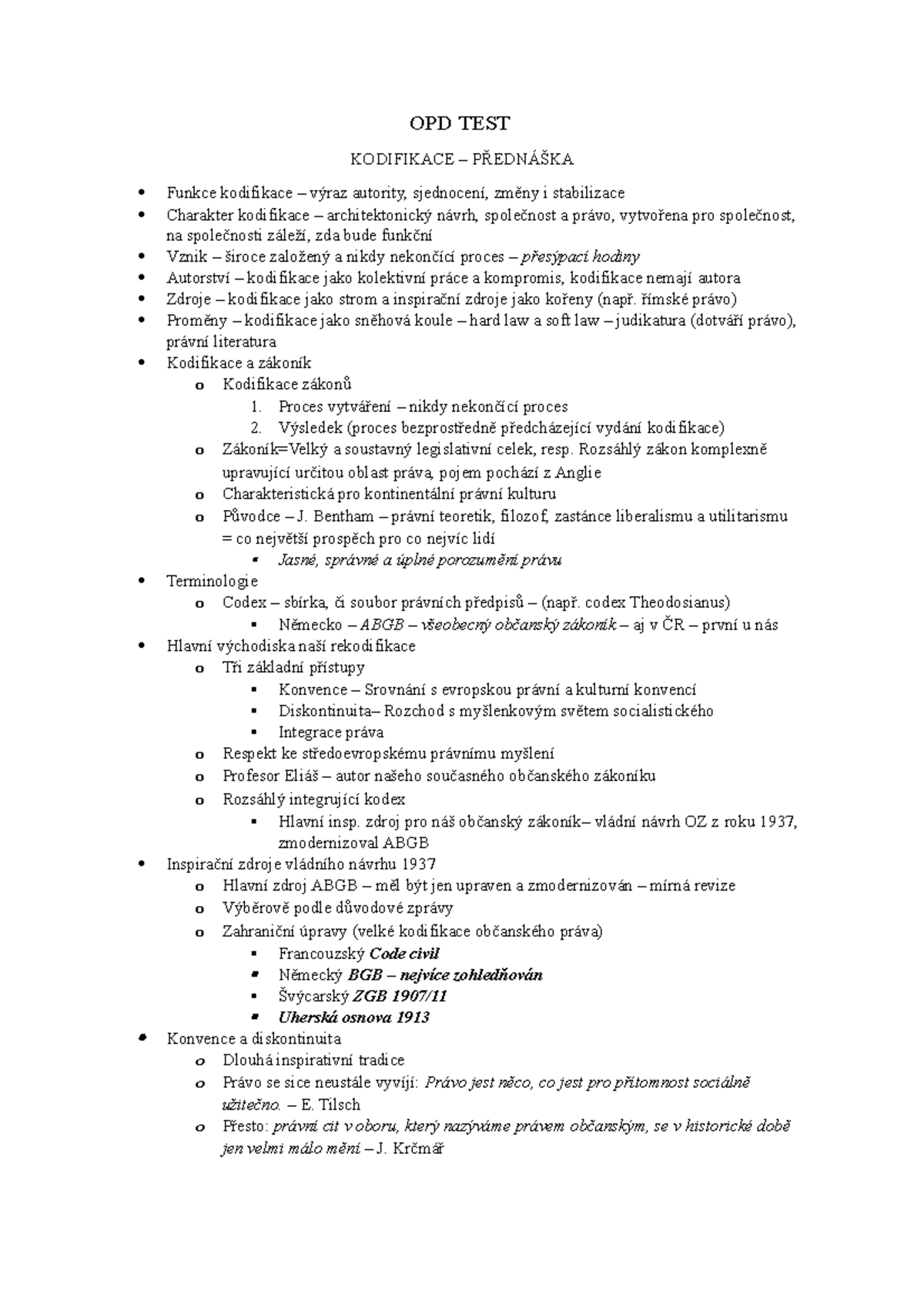 OPD TEST 1 - výpisky z přednášky na průběžný test z opd - OPD TEST ...