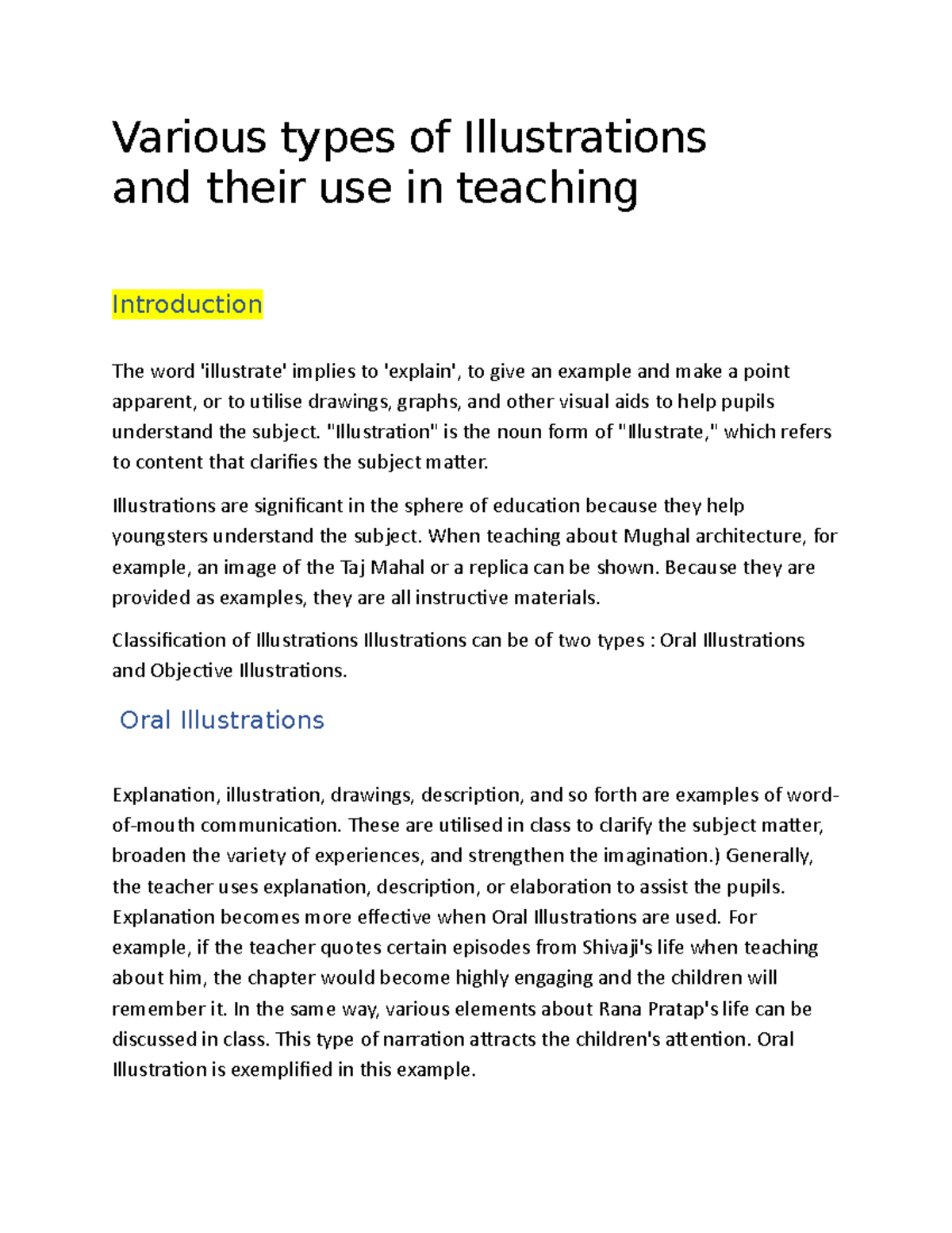 Various types of Illustrations and their use in teaching - Various ...