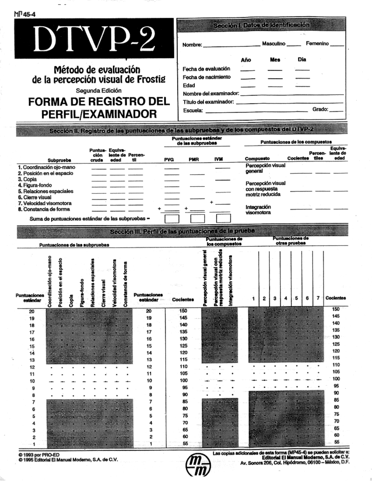 Test de percepción visual Frostig 2 (registro) - evaluación - Studocu