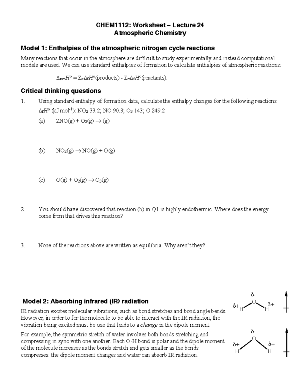 Worksheet 24 - Lecture practice - CHEM1112: Worksheet – Lecture 24 ...