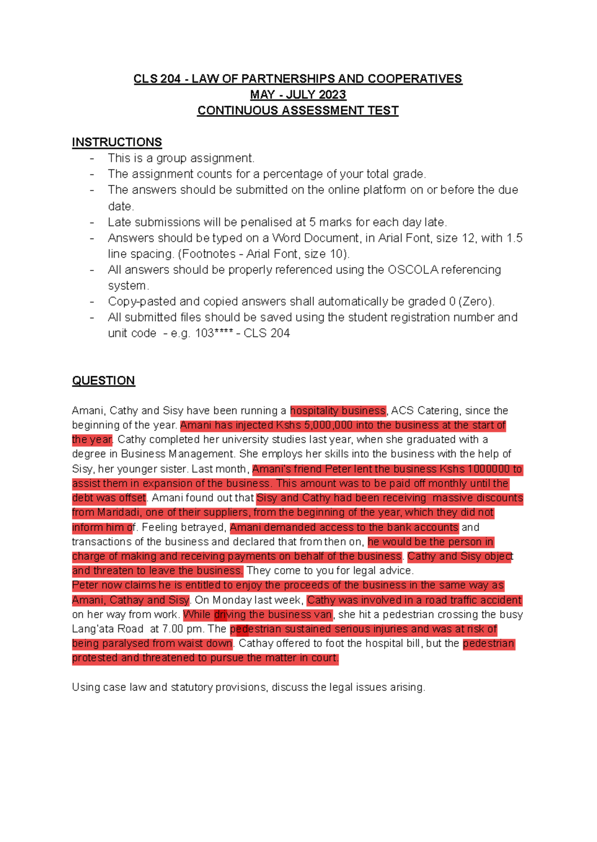 CLS 204 CAT - CAT - CLS 204 - LAW OF PARTNERSHIPS AND COOPERATIVES MAY ...