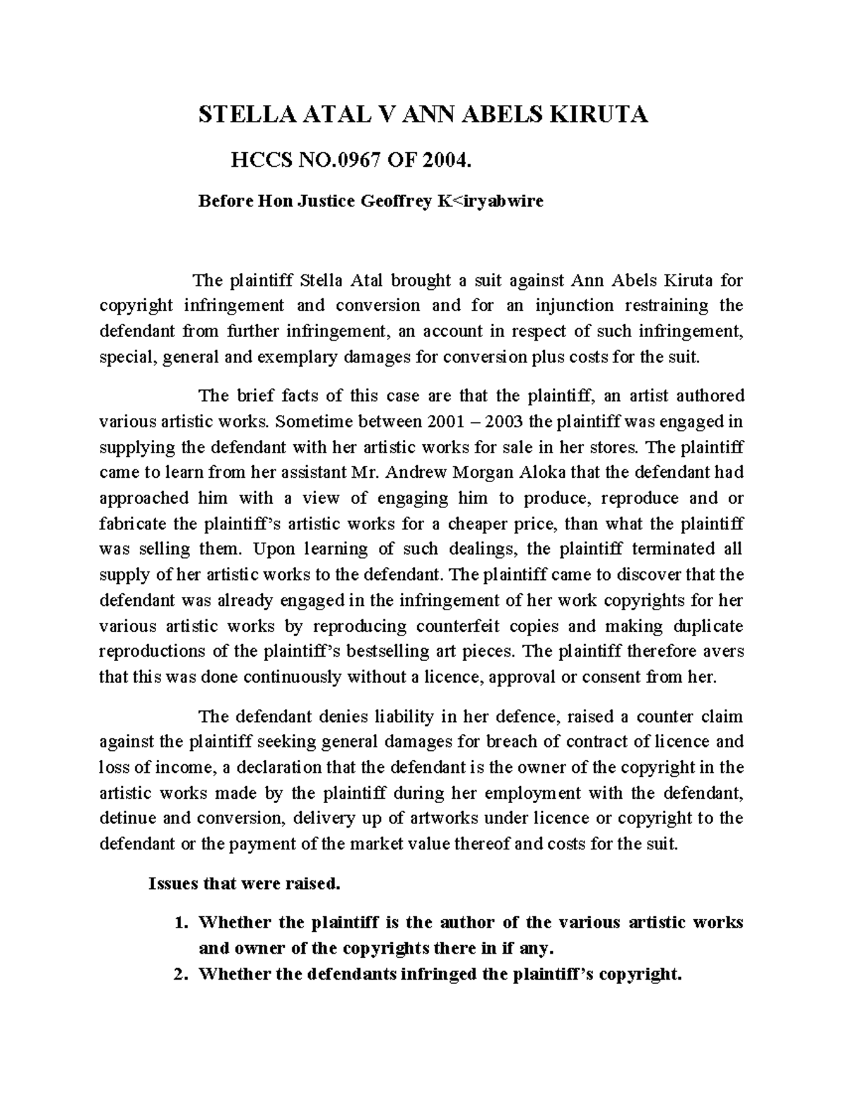 Stella ATAL V ANN Abels Kiruta HCCS NO - STELLA ATAL V ANN ABELS KIRUTA ...