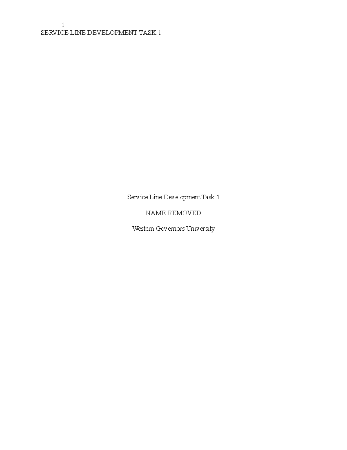 AMT2 Task1 - AMT2 Task 1 - SERVICE LINE DEVELOPMENT TASK 1 Service Line ...