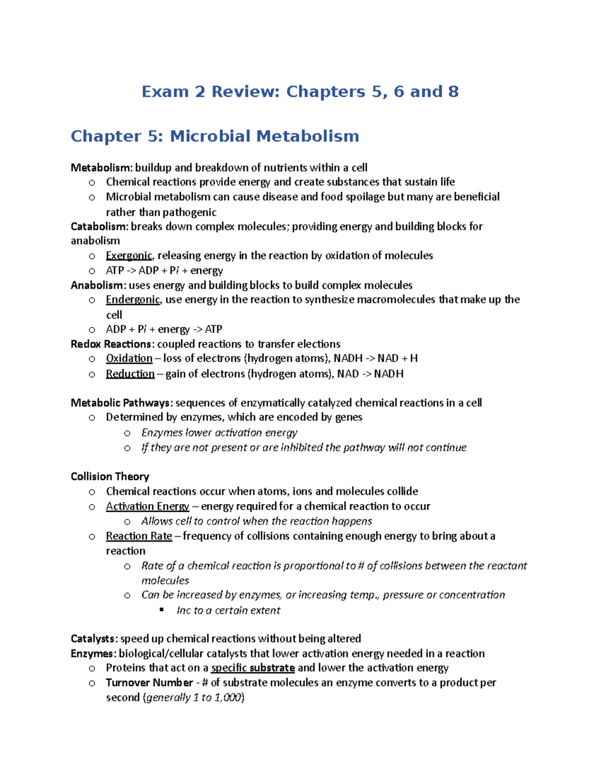 Exam 2 Review: Chapters 5 6 and 8 - Studocu