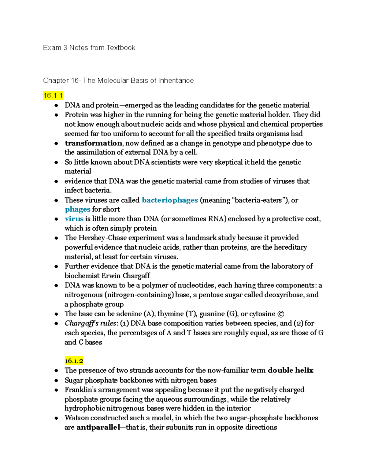 Exam 3 Notes from Textbook - Exam 3 Notes from Textbook Chapter 16- The ...