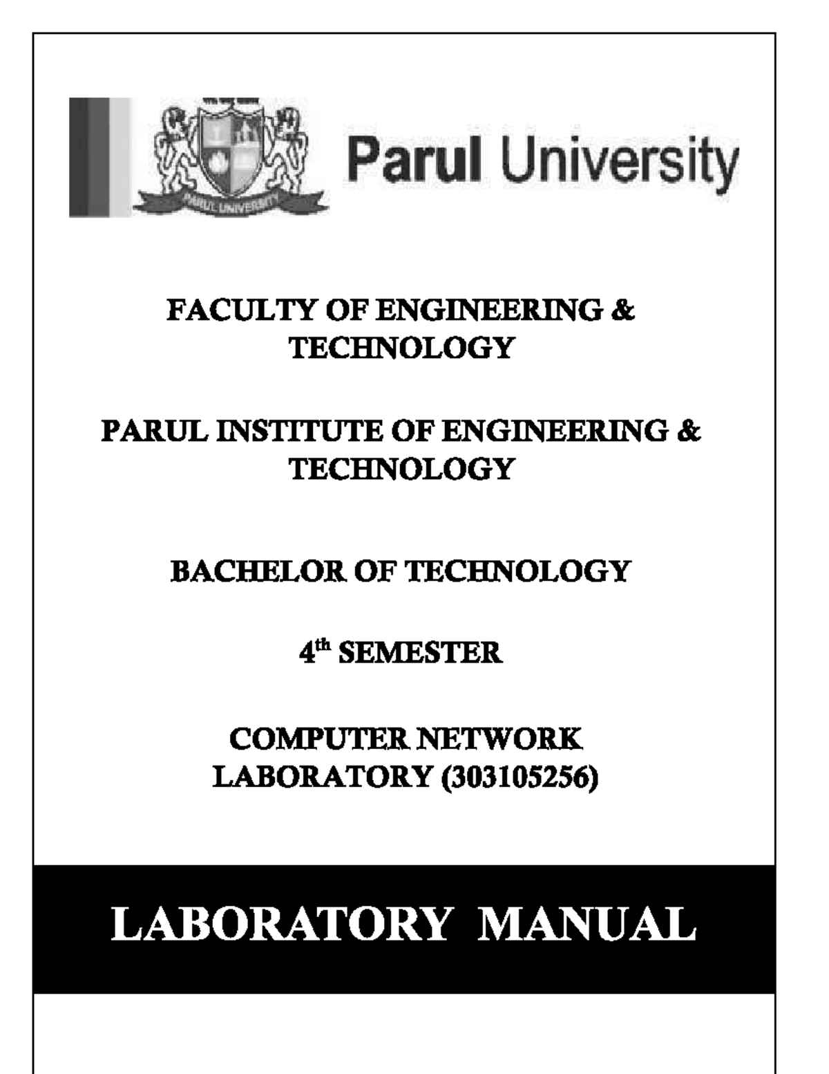 Index - B.tech CSE - II Parul University PARUL FACULTY OF ENGINEERING TECHNOLOGY PARUL INSTITUTE ...