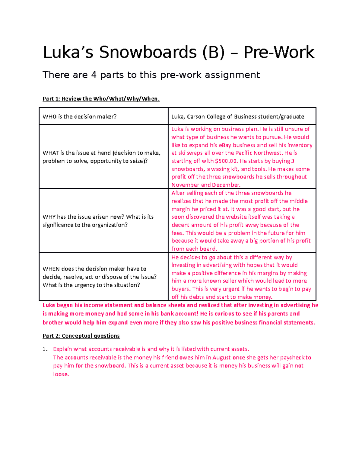 Luka's Snowboards-Pre-work - Luka’s Snowboards (B) – Pre-Work There are ...