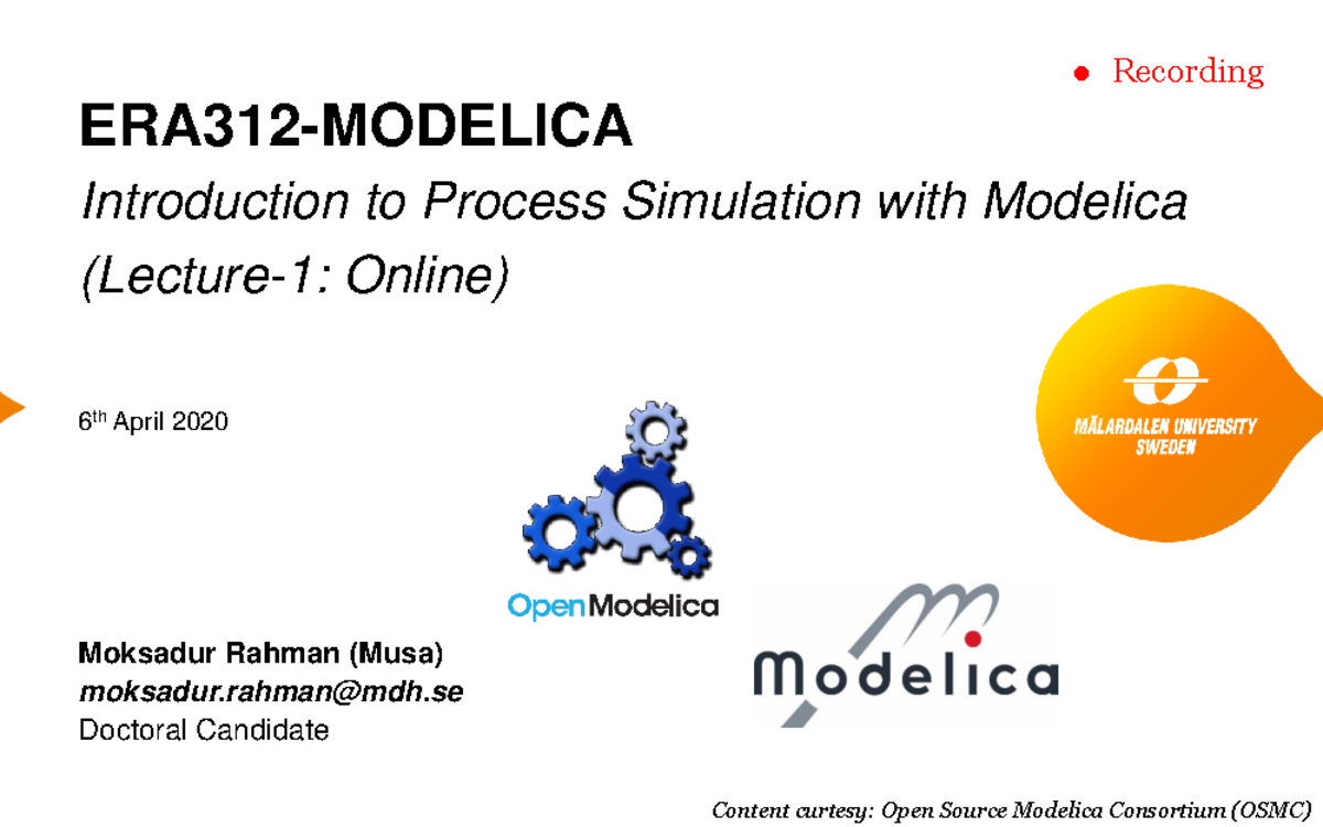 ERA312 Introduction to Modelica and Open Modelica - ERA312-MODELICA ...