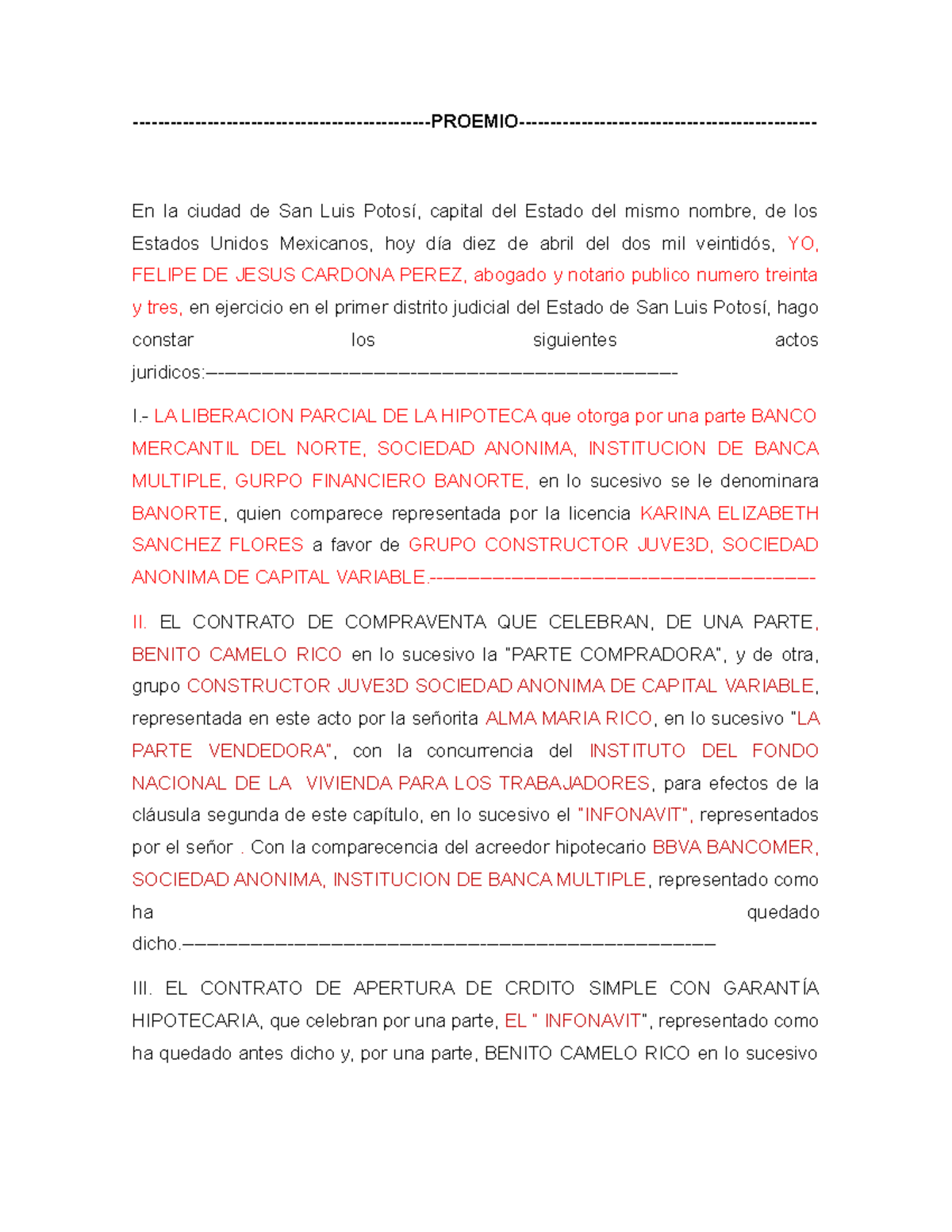 demanda notarial -PROEMIO- En la ciudad de San Luis Potosí, capital del ...