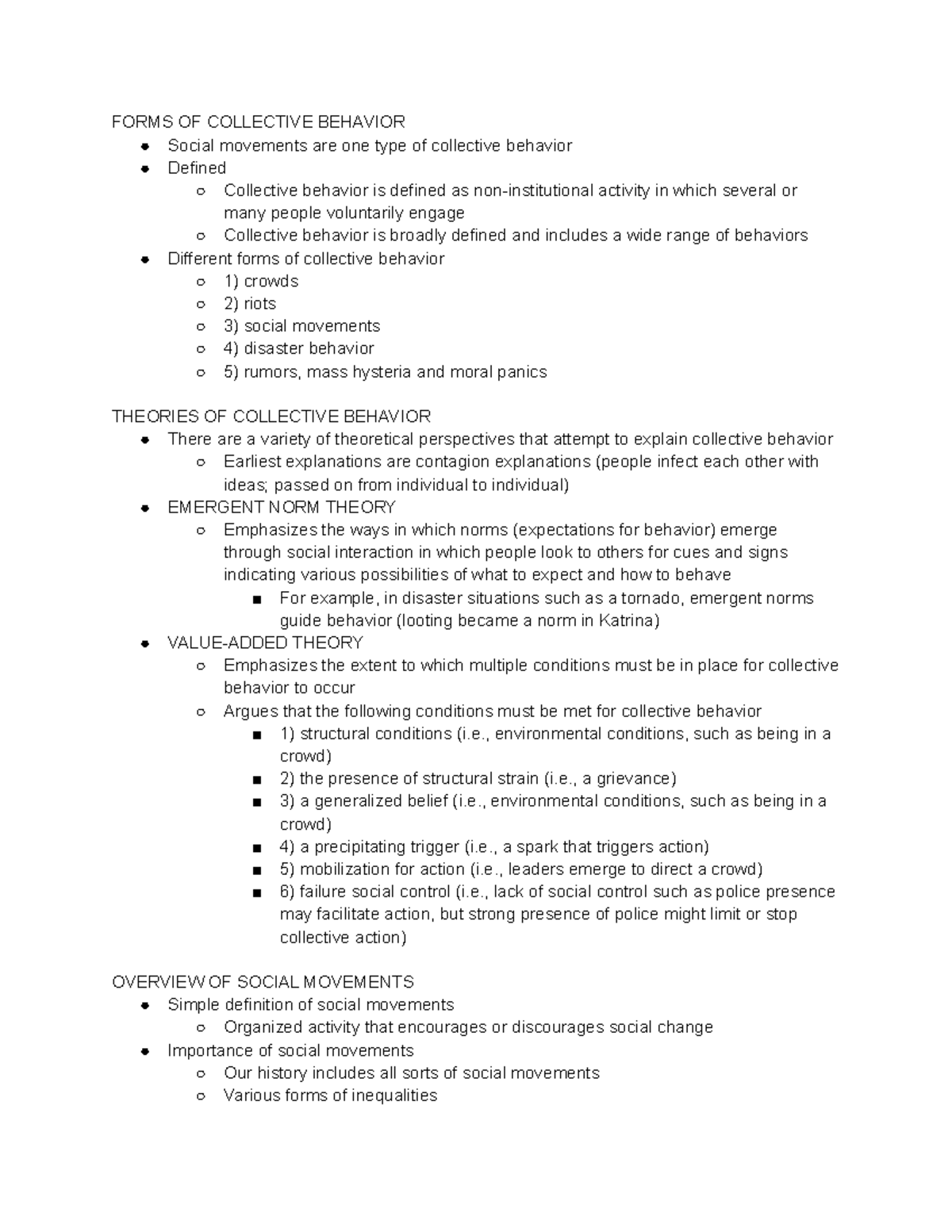 Social Change Part 2 Social Movements - FORMS OF COLLECTIVE BEHAVIOR ...