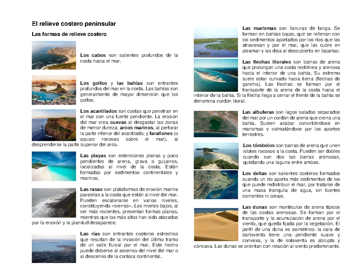El relieve costero peninsular - Los golfos y las bahías son entrantes ...