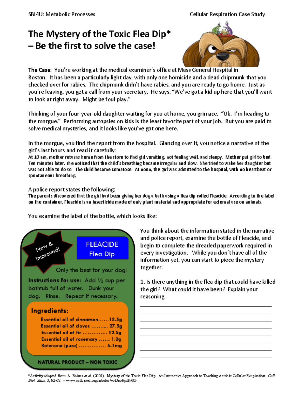 Toxic flea dip casestudy - aerobic respiration - SBI4U: Metabolic ...