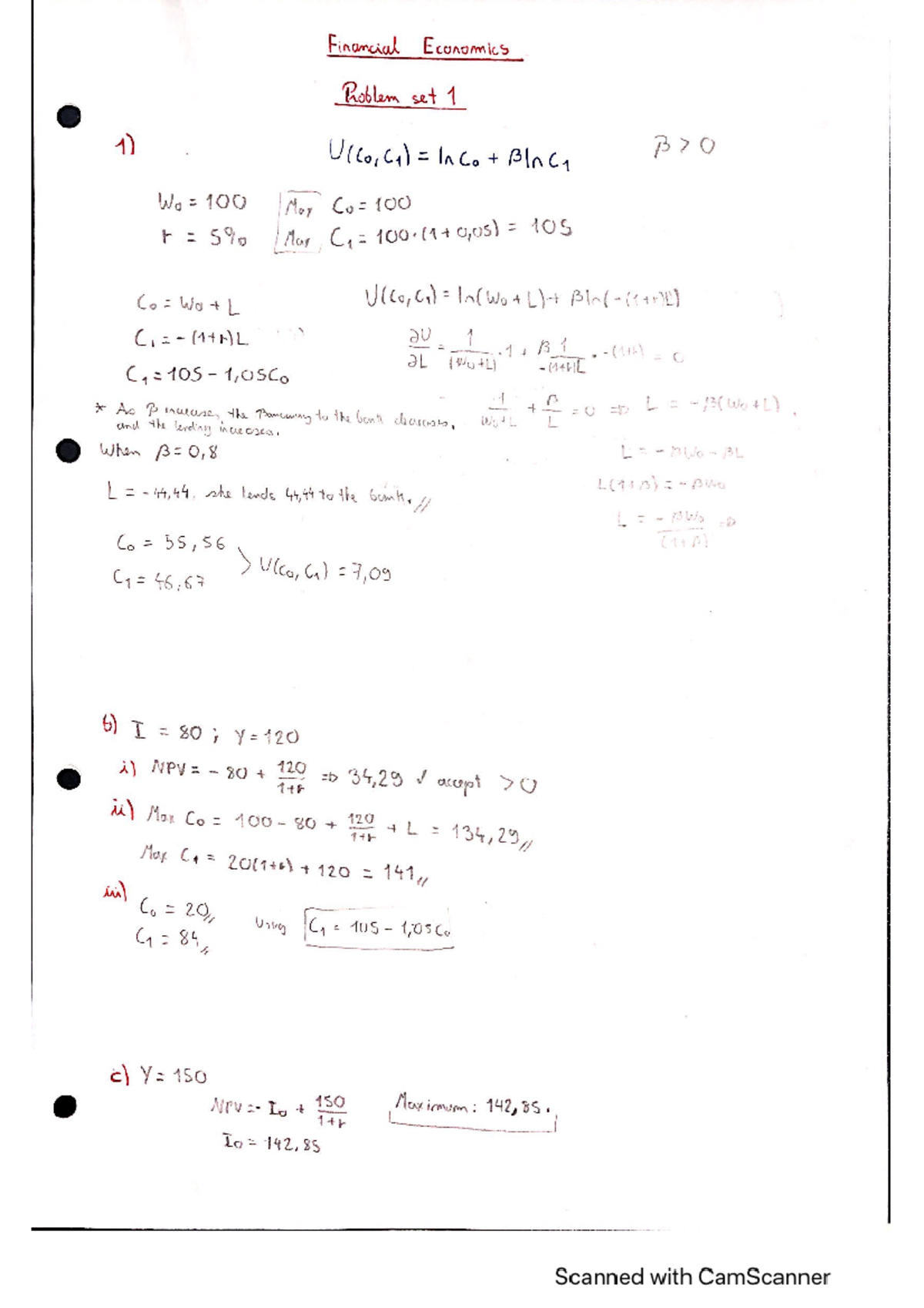 PS1 - problem set 1 financial economics - Economía Financiera - Studocu