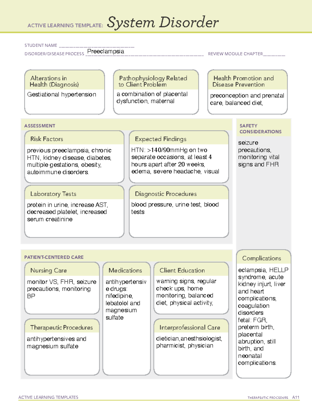 Active Learning Template: Preeclampsia - ACTIVE LEARNING TEMPLATES ...