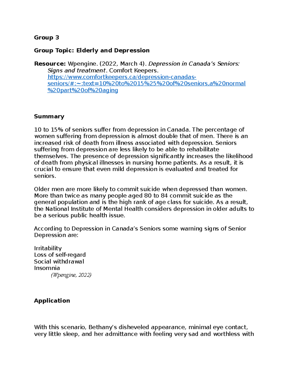 5.5 Knowledge Centre Assignment Depression - Group 3 Group Topic ...