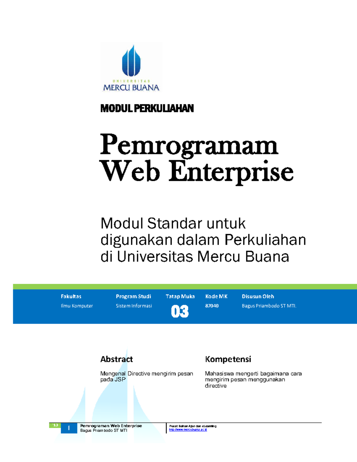 Modul Pemrograman Web Enterprise GJ 1314TM3 - ####### ‘ 1 Pemrograman ...