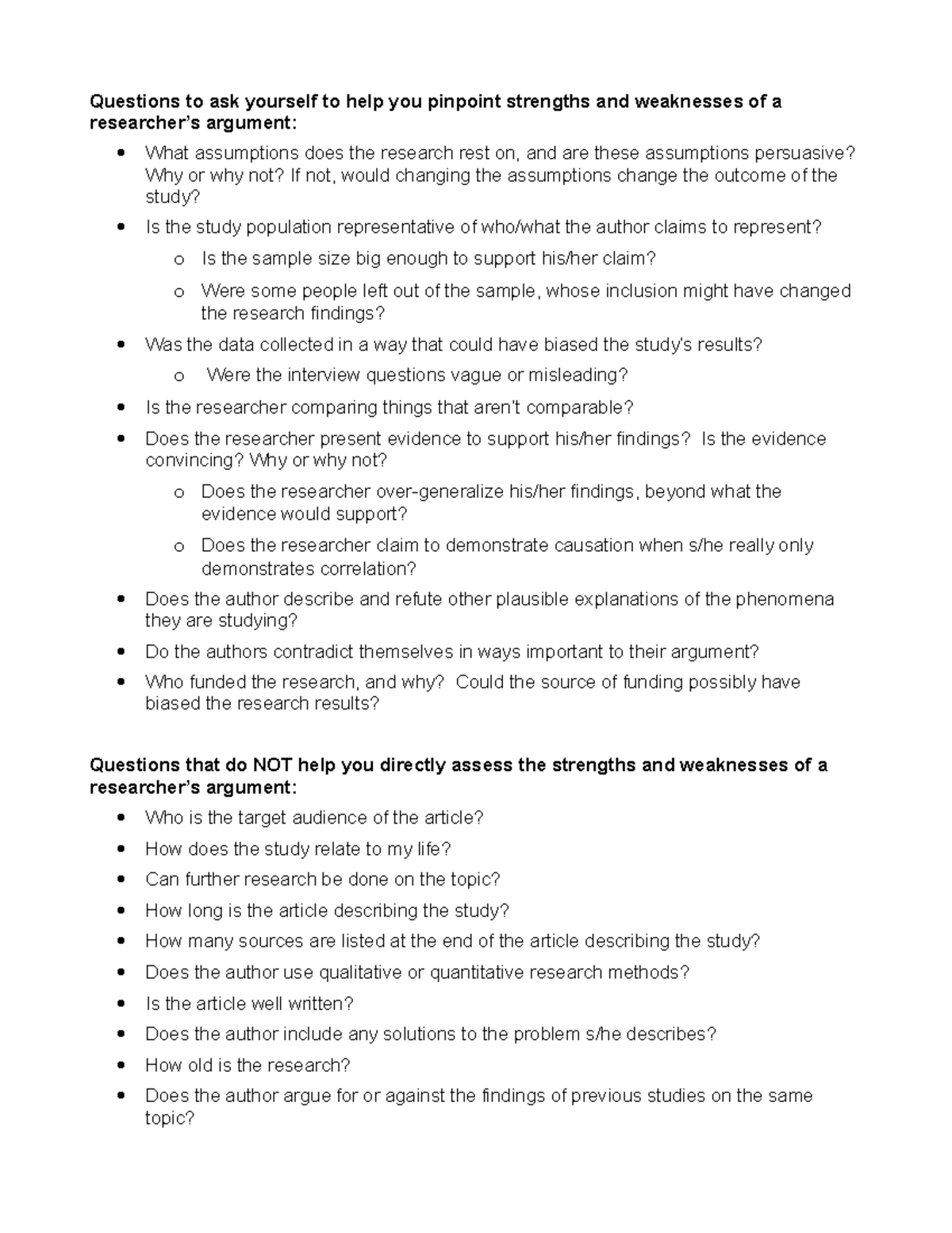Critical Analysis Questions - Questions to ask yourself to help you ...