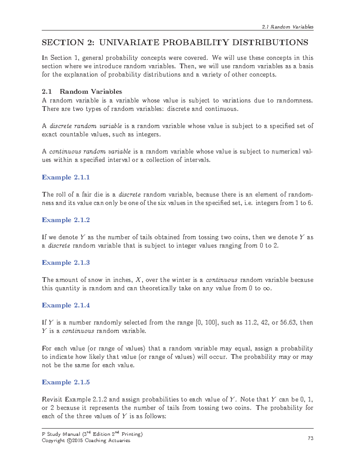 2.1 Random Variables - This material is essential to Statistic course ...
