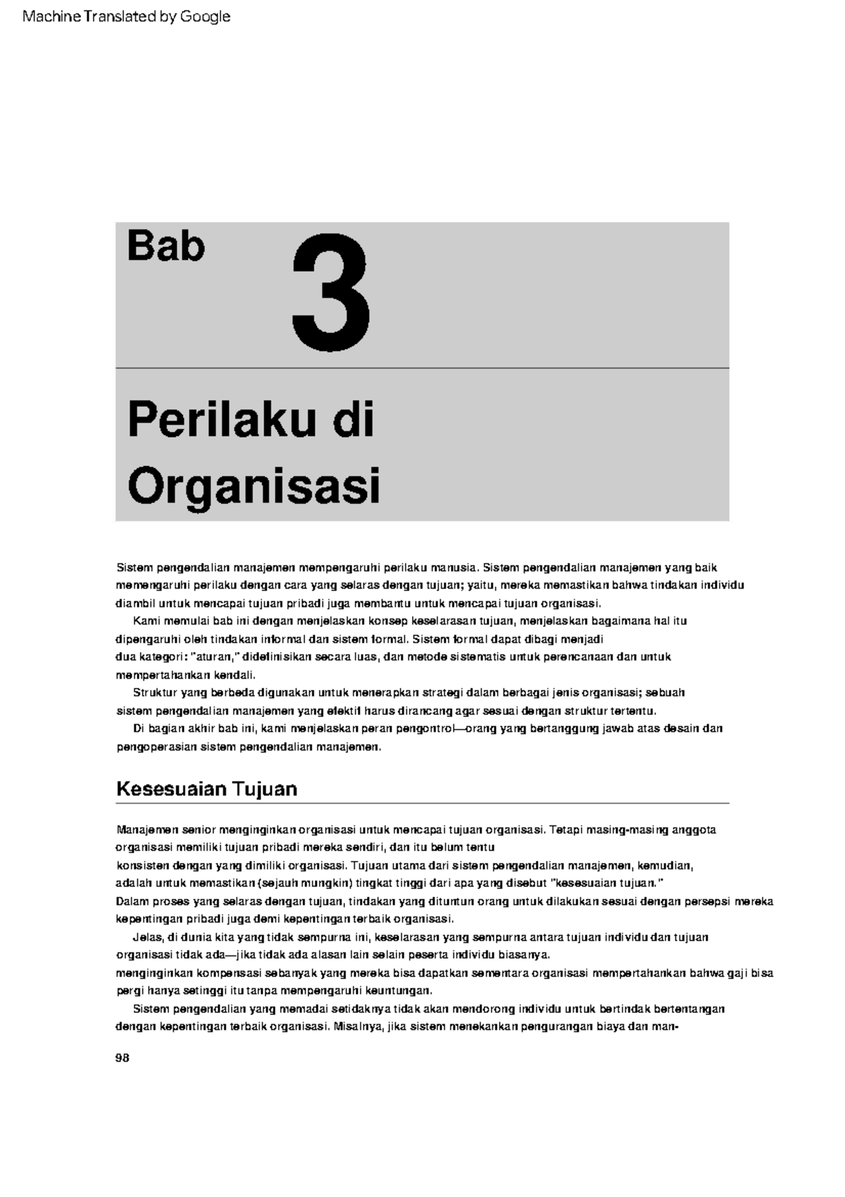 Ch 3 (IDN) - Buku Sistem Pengendalian Manajemen Chapter 3 - Bab Kesesuaian Tujuan 3 98 Kami ...
