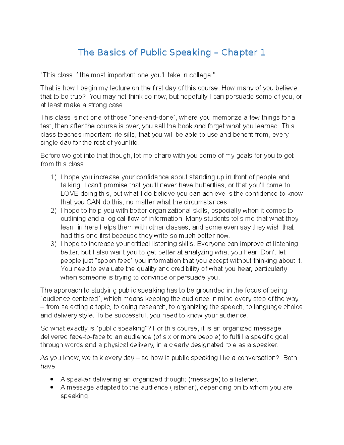 Exploring Public Speaking - Chapter 1(2) - The Basics of Public ...