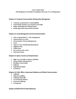 Study guide Public Relations - Chapter 1 : Strategic Public Relations ...