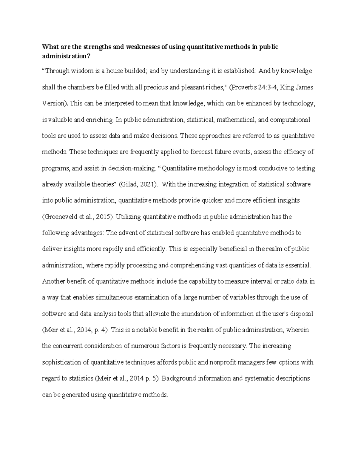 PADM 810 Class Discussion - What are the strengths and weaknesses of ...
