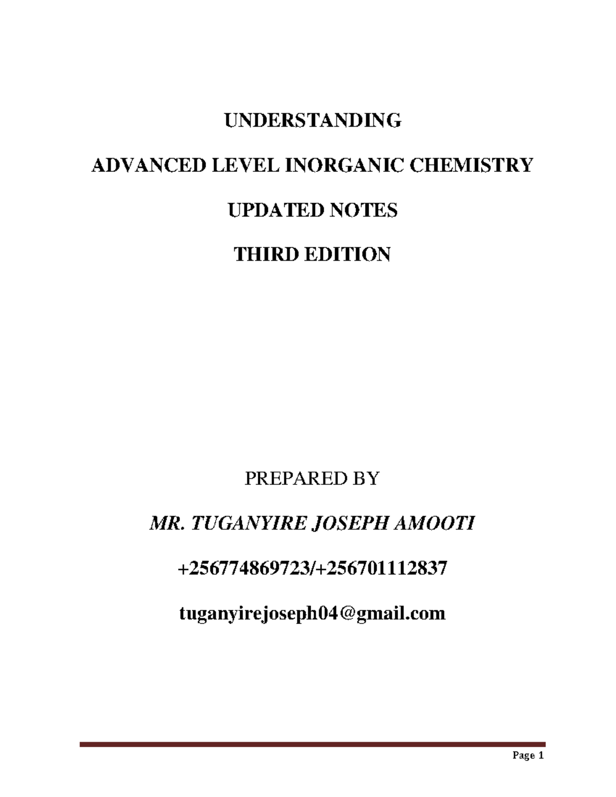 Inorganic Chemistry Notes - Page 1 UNDERSTANDING ADVANCED LEVEL ...