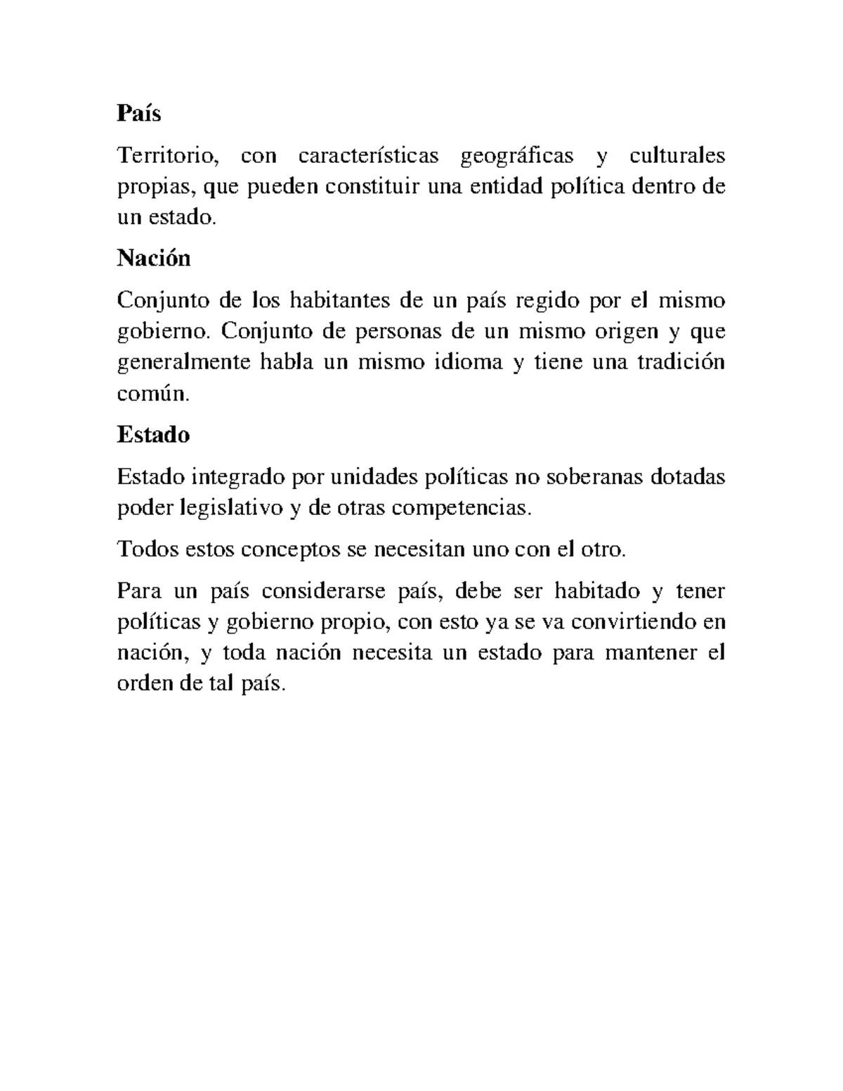 País - apuntes - País Territorio, con características geográficas y ...