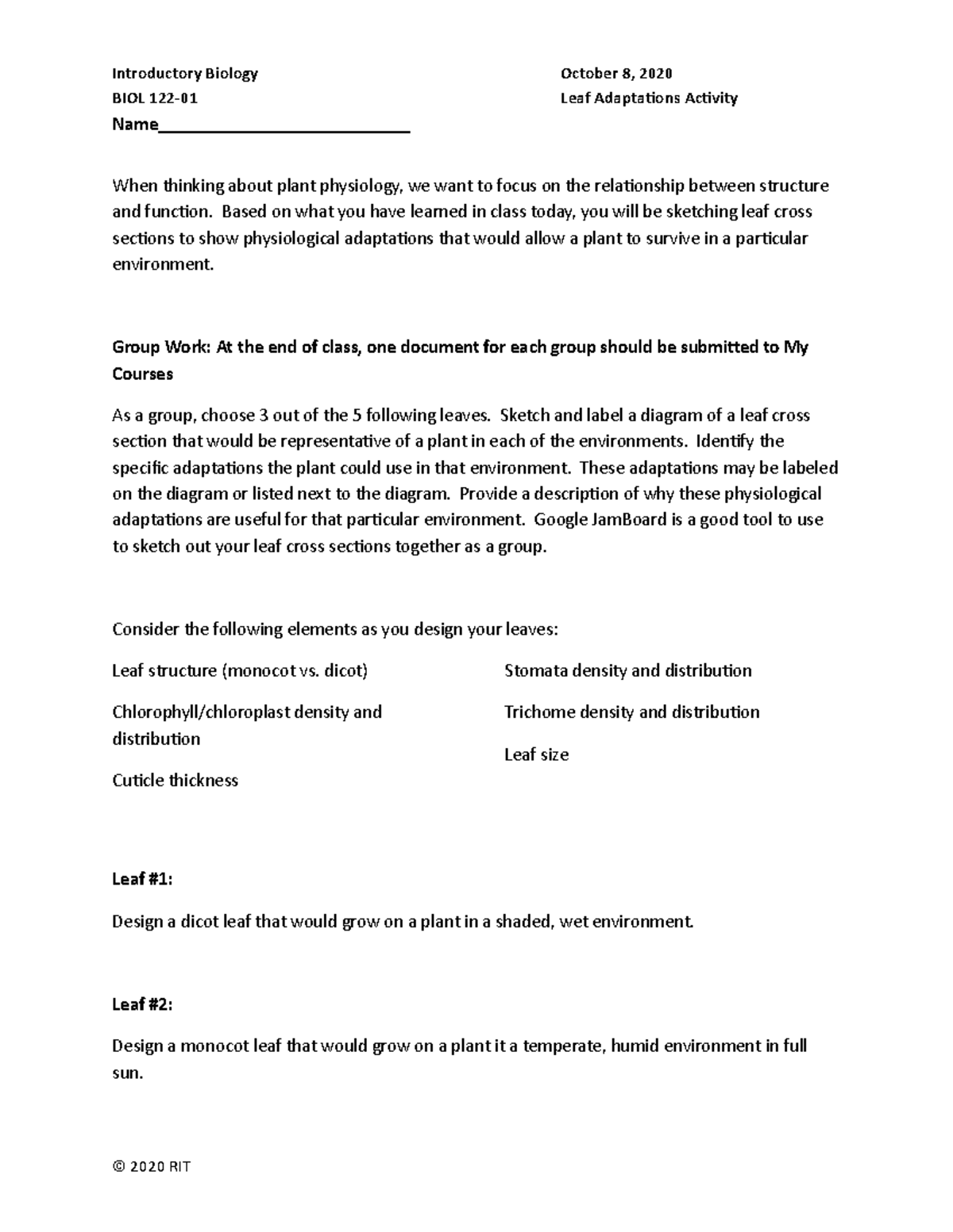 Leaf Adaptations Worksheet Introductory Biology October 8 2020 BIOL leaf-adaptations-worksheet-introductory-biology-october-8-2020-biol