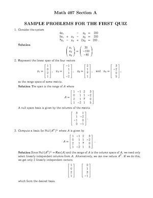 Linear Algebra Review MATH 407w18 - Math 407 Section A MATH 308 REVIEW ...