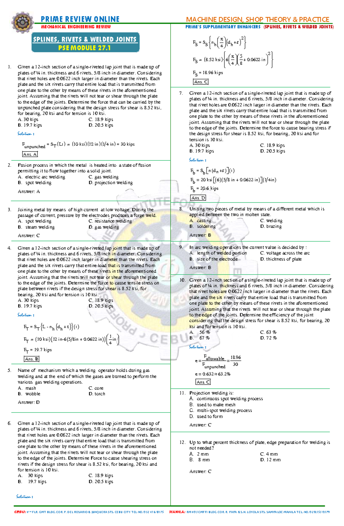 TAKE HOME EXAM 38 - Splines Rivets Welded Joints Solution - MECHANICAL ...