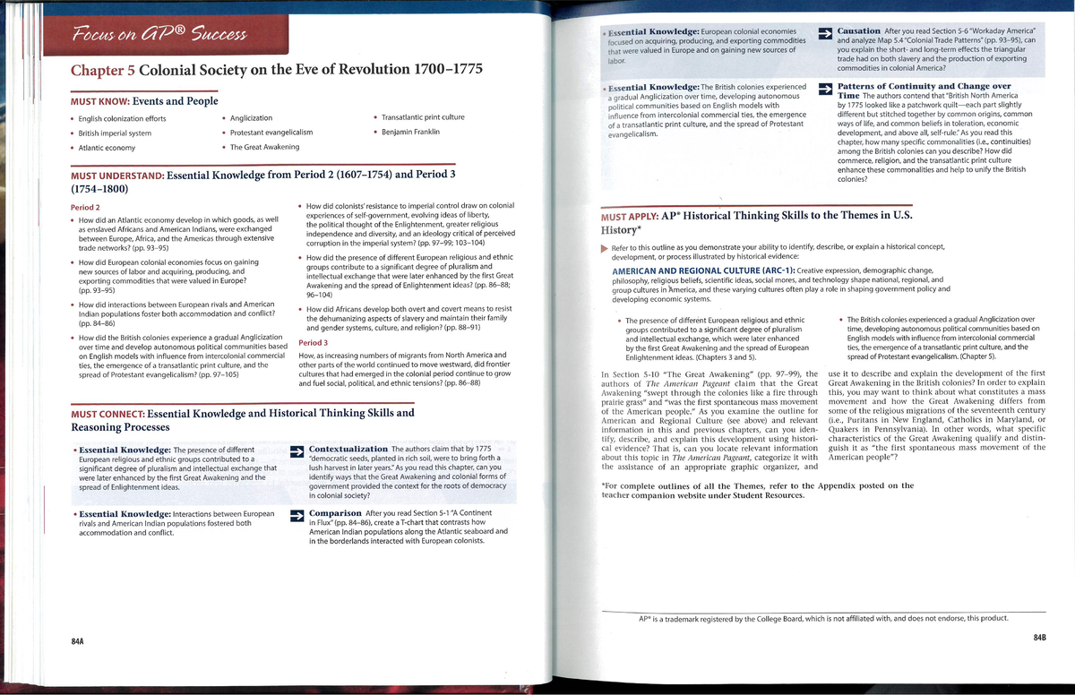 17th edition American Pageant - Chapter 5 - Focus on Success Essential ...