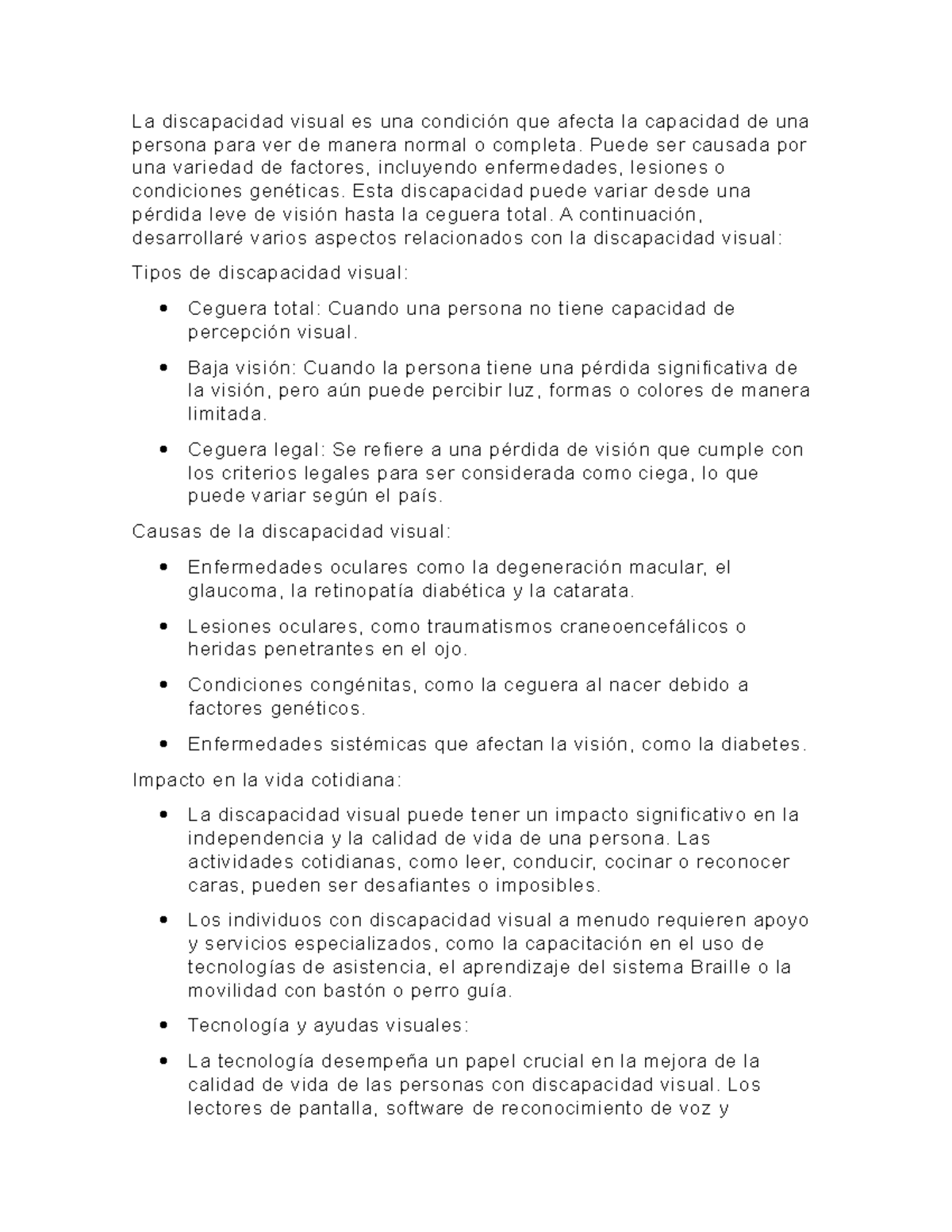 Discapacidad Visual - efefefefefef - La discapacidad visual es una ...