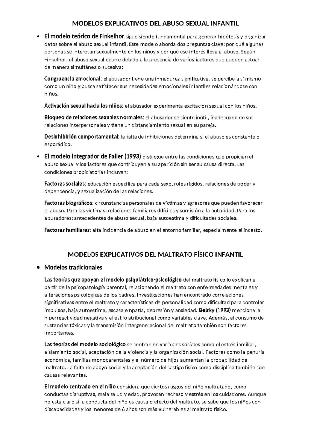 Teorías - MODELOS EXPLICATIVOS DEL ABUSO SEXUAL INFANTIL El modelo ...